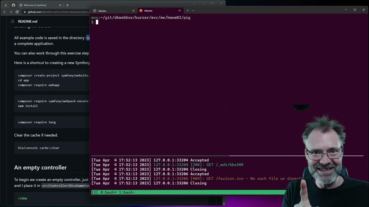 [mvc kmom02] Installera din egen kopia av övningen - "Write your application code in Symfony ...
