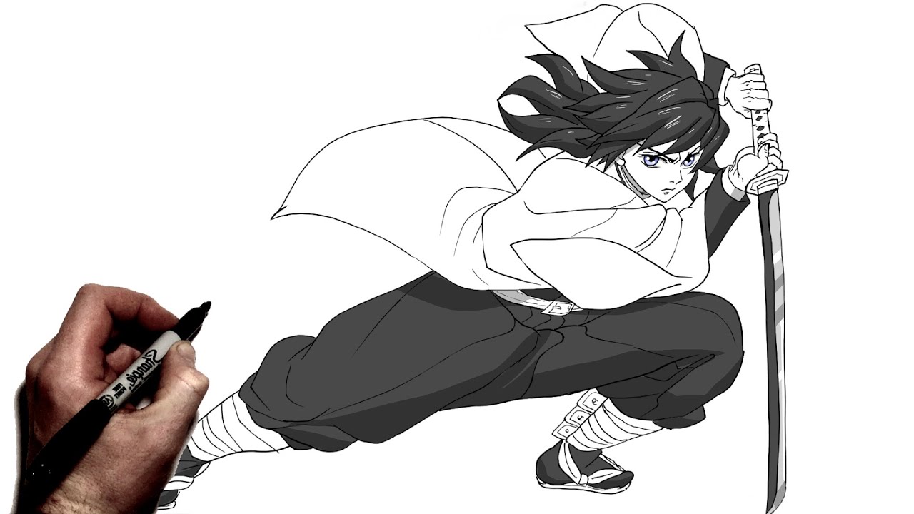 How To Draw Giyu Tomioka | Step By Step | Demon Slayer - YouTube