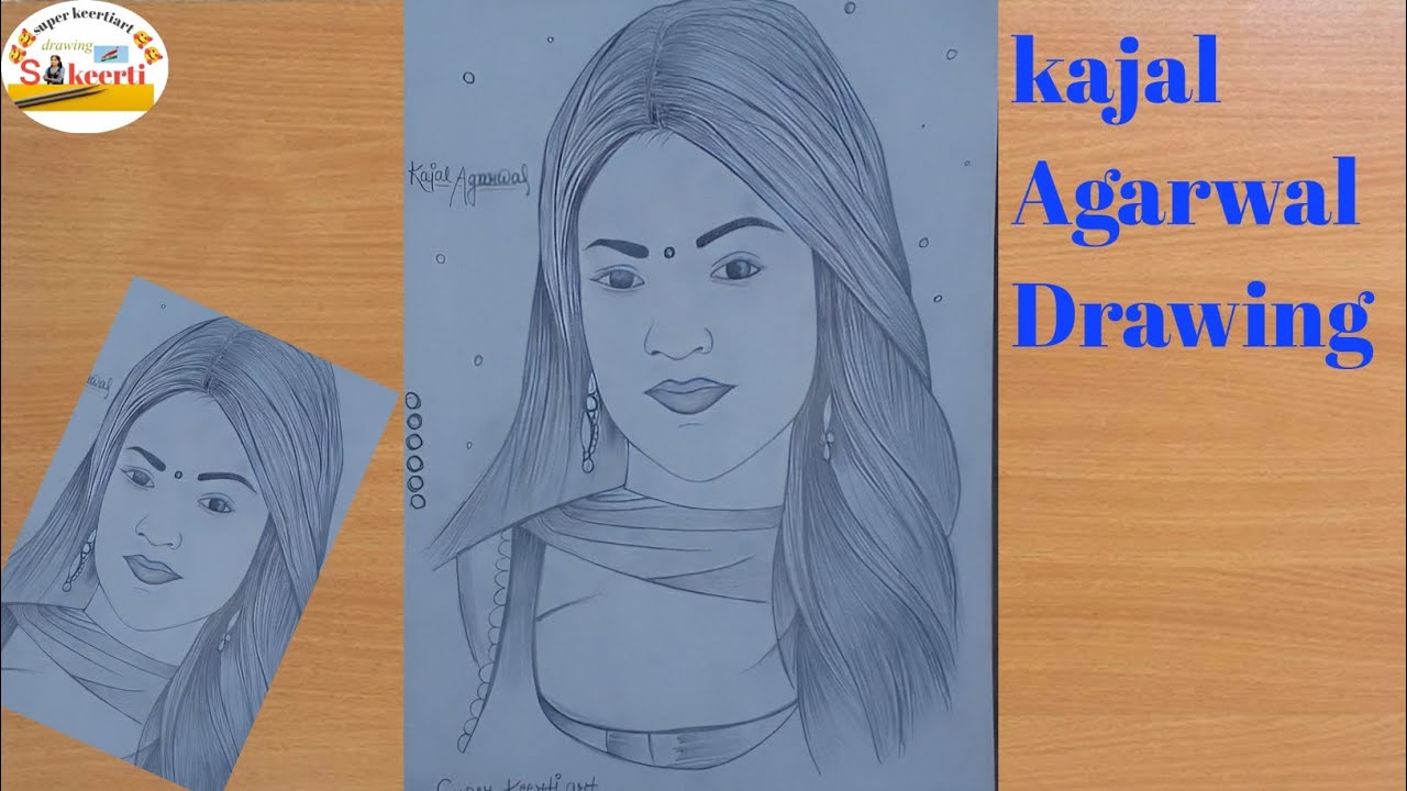 How to draw kajal agarwal step by step easy | Kajal agarwal drawing ...