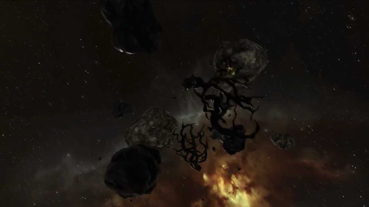 EVE Online: large asteroid cluster (belt) in 0.0 - YouTube