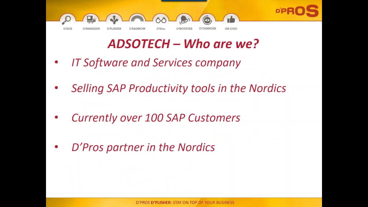 ADSOTECH's D'PROS Webinar Introduction and ADSOTECH Company ...