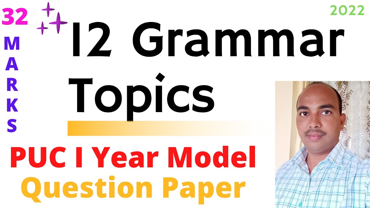 English Grammar Topics PUC English Grammar Model Question Papers 20221 ...
