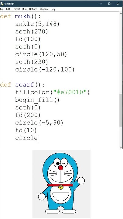 Draw Doraemon Using🐍python Turtle 🐢💖subscribe💖 Short Video Python