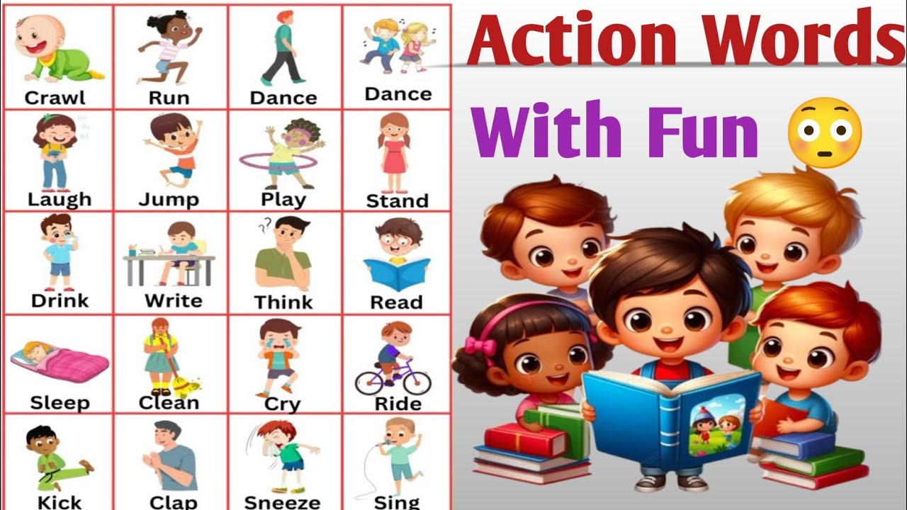 Action Words for Kids | Action Words in English | With Video # ...