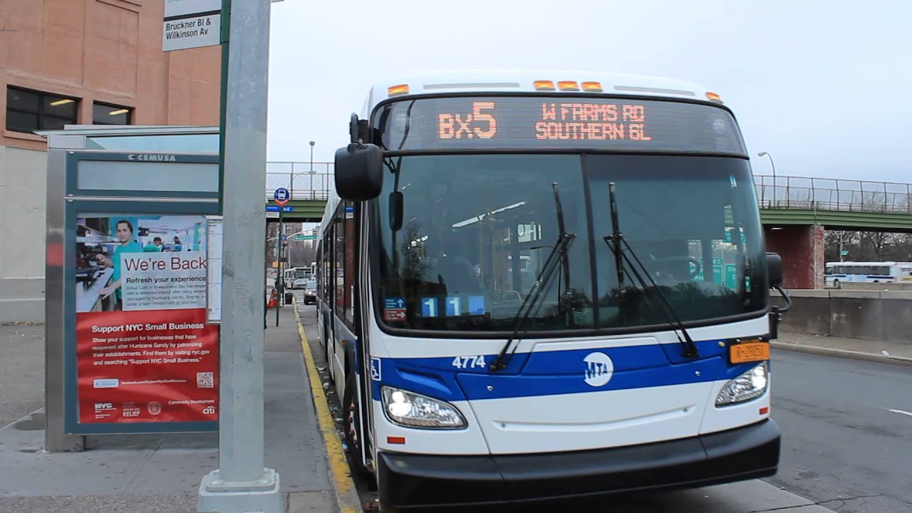 MaBSTOA Bus: Hunts Point Bound XD60 [#4774] Bx5 Departs Pelham Bay ...