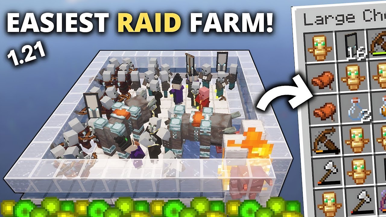 Minecraft EASY Raid Farm BEST DESIGN For Insane Loot 1.21.4 Tutorial ...