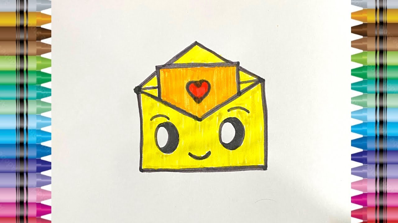 Valentines week | How to draw cute heart envelope for Valentine’s Day ...