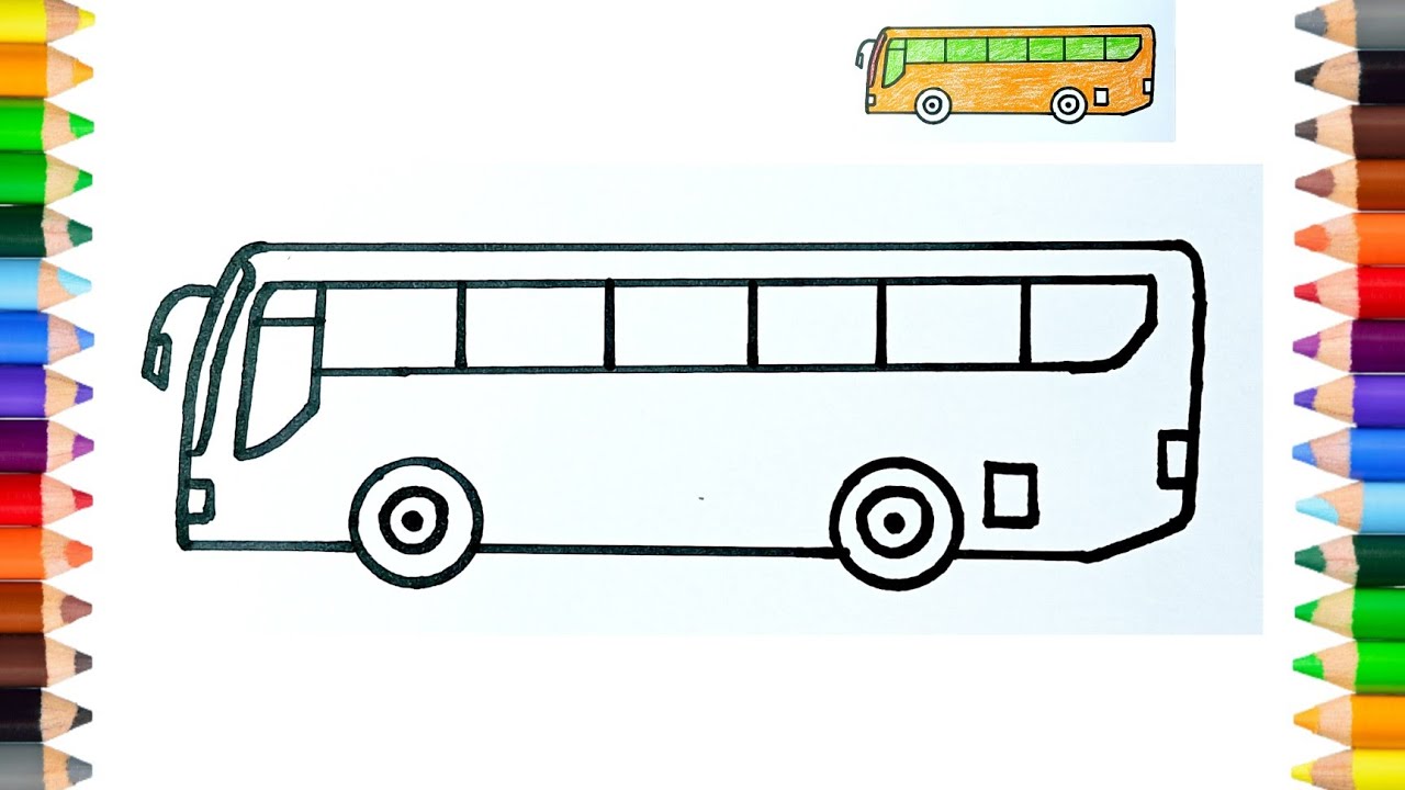How to draw a cute bus easy step by step | Bus drawing ...