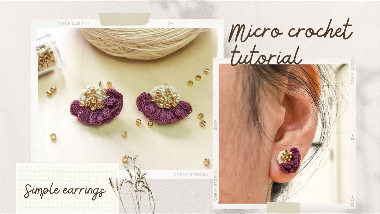 Micro crochet tutorial - simple earrings - YouTube