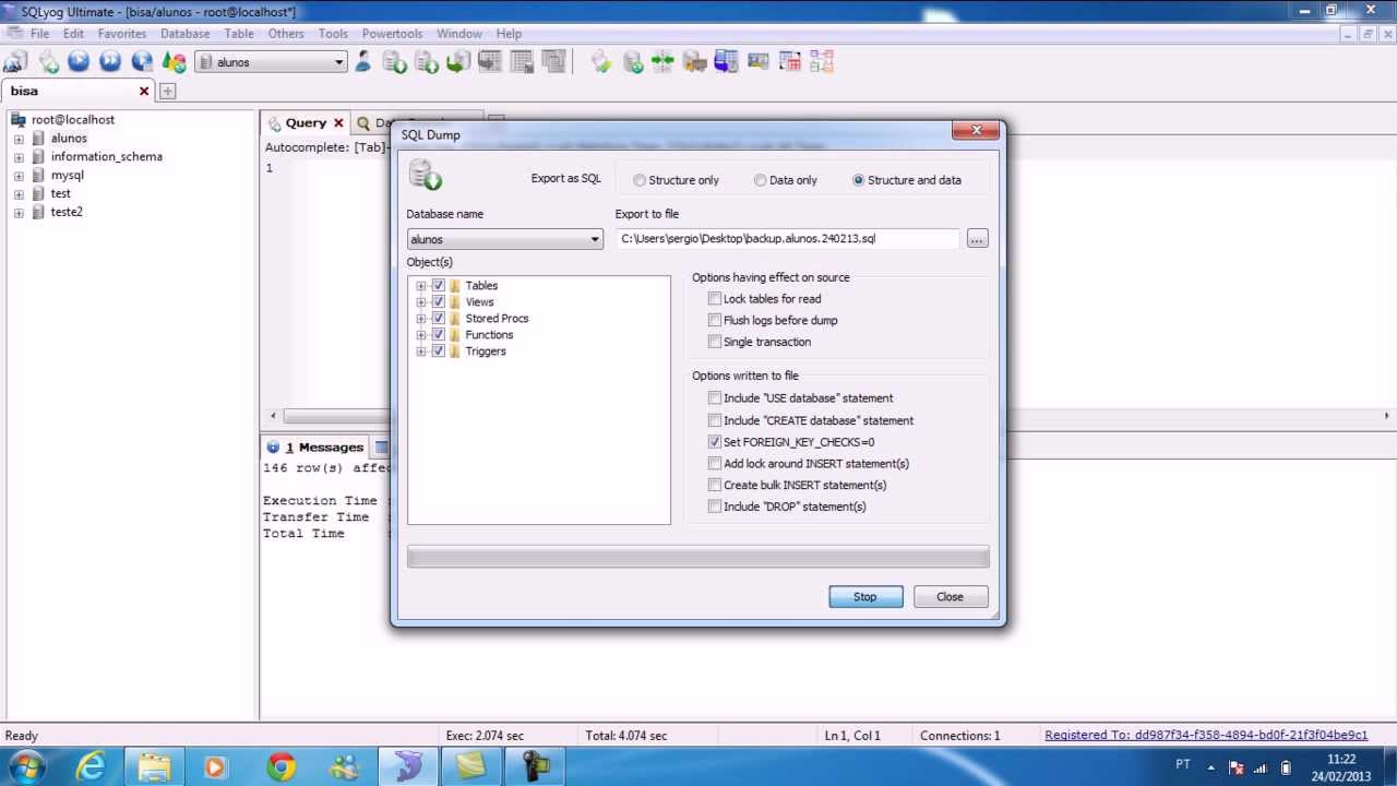 04 Backup De Base Usando O Sqlyog Youtube