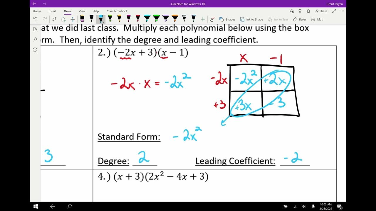 Lesson 803 Multiplying Polynomials With Distributive Property Youtube