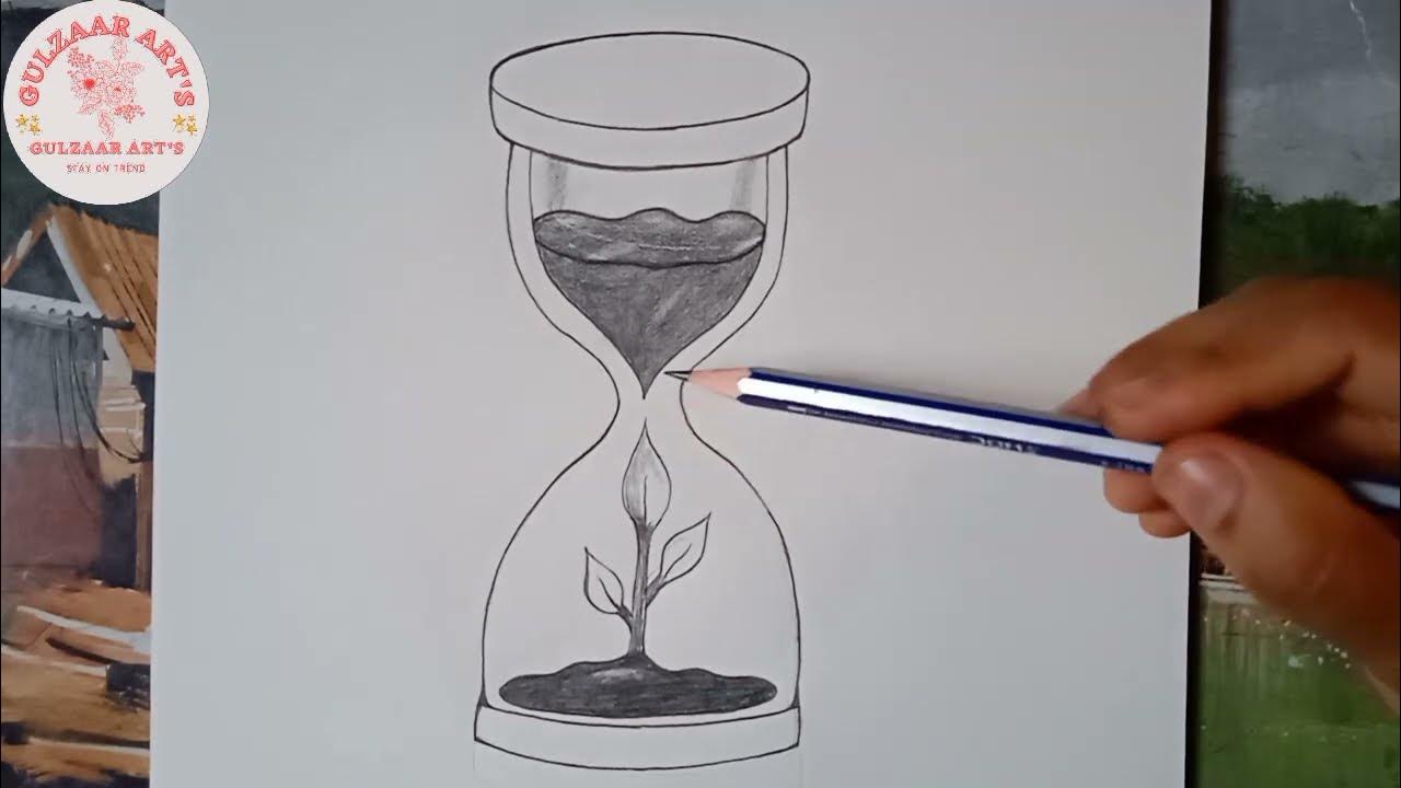 How To Draw Hourglass Pencil Sketch Easy Hourglass Drawing Step By Step Youtube