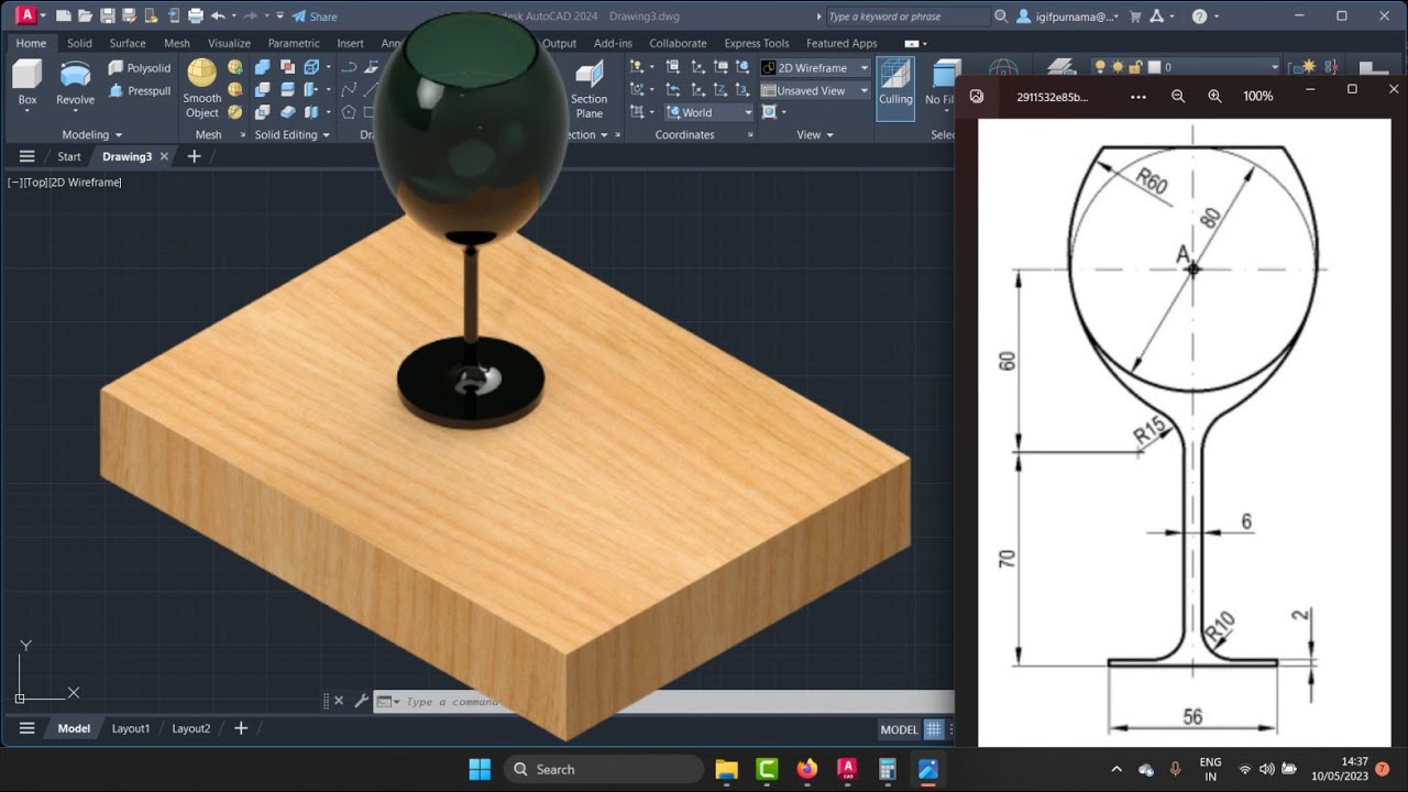 Autocad 2024 | Tutorial Membuat Gelas 3D - YouTube