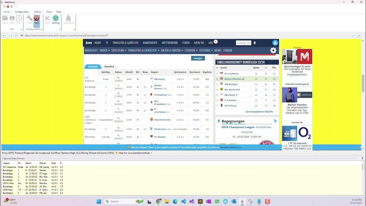 Scraping transfermarkt.de using WebHarvy - YouTube