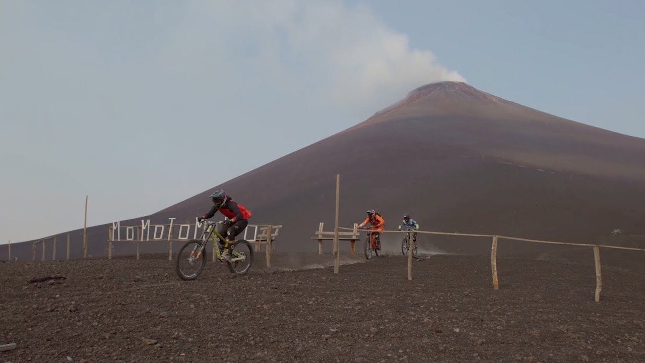 Daring Mountain Bikers Fly Down Active Volcano - YouTube