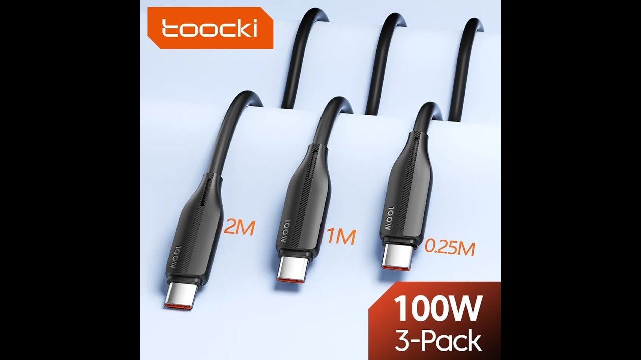 Toocki Fast Charging Data Cable 100W - Pack of 3, 0.25m 1m 2m - YouTube
