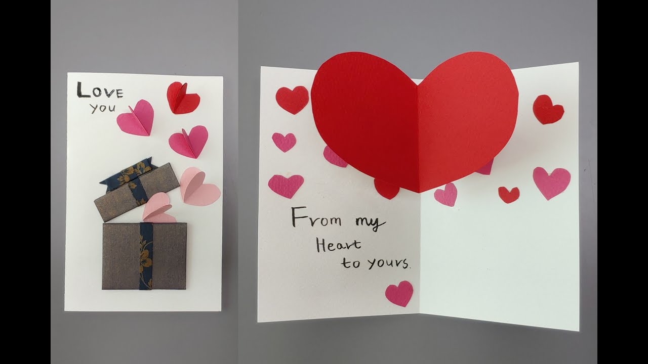 How to make i love you pop up card - 3d pop up card - POP UP card heart ...