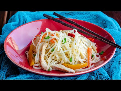 RICE STICK MAKARNA NASIL PİŞİRİLİR  - TAVUKLU SEBZELİ RICE STICK MAKARNA