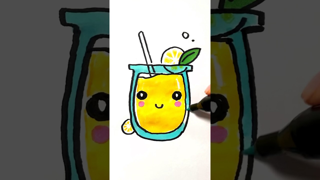 Cute Lemonade Drawing in 60 Seconds #lemonade #cute #drawing - YouTube