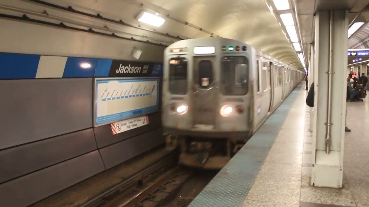 Chicago Transit Authority: Blue Line train to UIC serves Jackson - YouTube