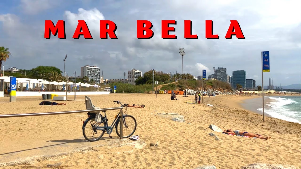 Morning Beach Walk at Platja de la Mar Bella in Barcelona, Spain in May ...