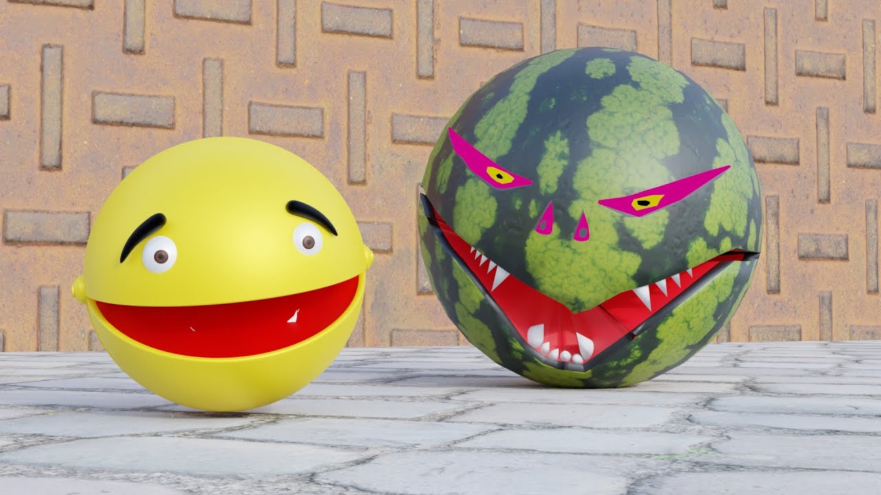Yellow Pacman Vs Watermelon Monster - YouTube