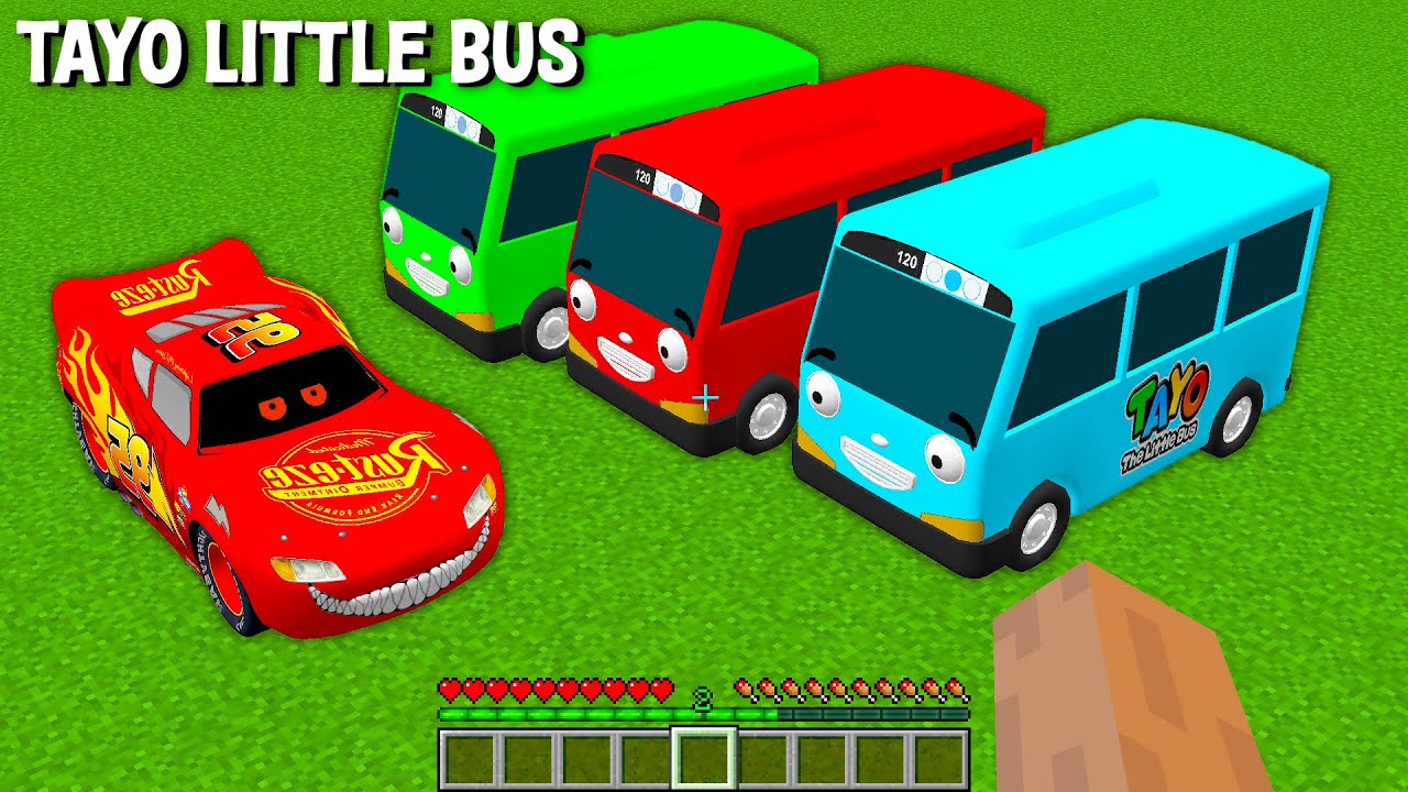 TAYO LITTLE BUS vs LIGHTNING MCQUEEN EXE in MINECRAFT - GAMEPLAY Video ...