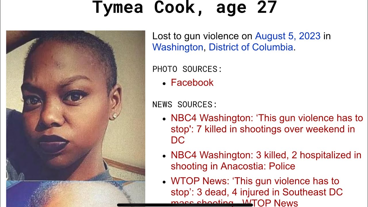 TYMEA COOK 27 AUG 5, 2023 WASHINGTON, DC SHOT KILLED IN SE DC MASS ...