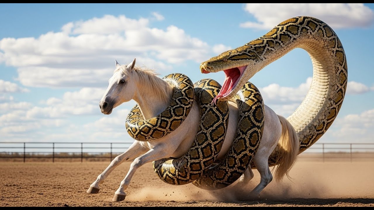 Talented Police Team Rescues Farm Horse From Wild Giant Python - YouTube