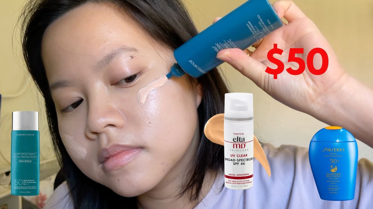 Testing POPULAR and EXPENSIVE Sunscreens | Elta MD, Shiseido ...