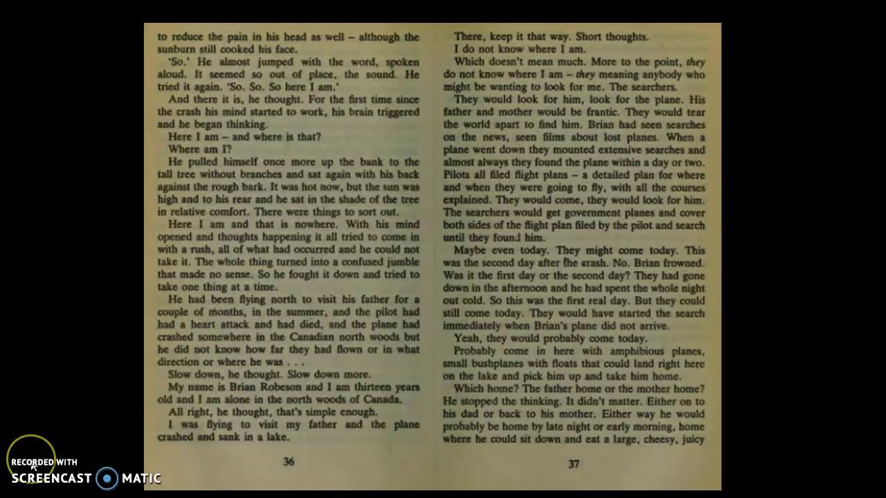 Hatchet Chapter 5 Part 1 - YouTube