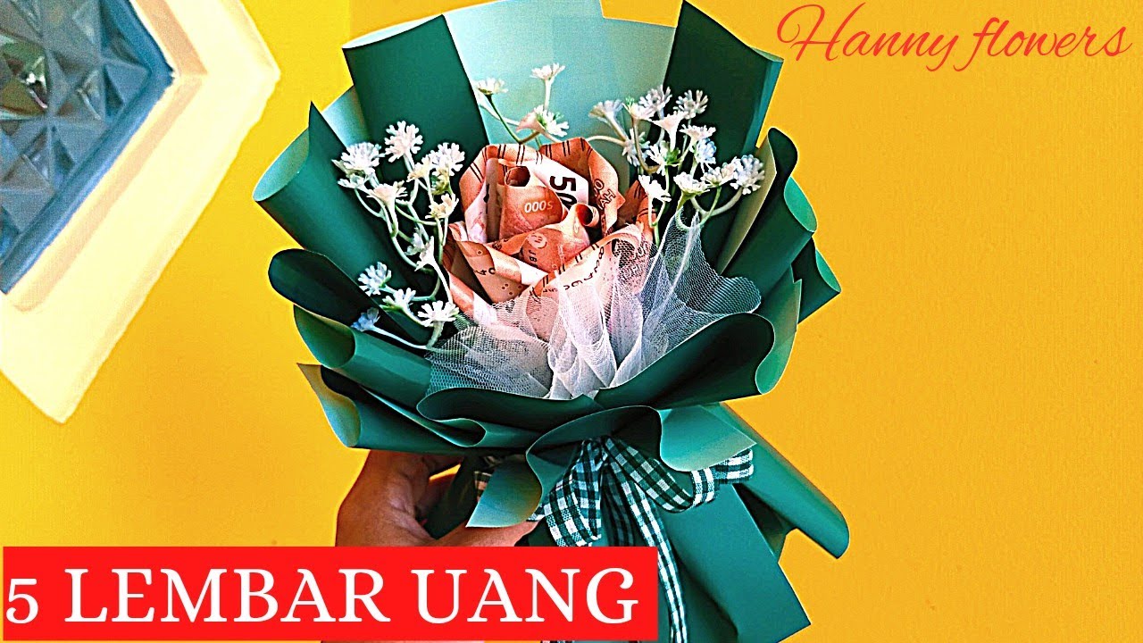 cara membuat buket uang bentuk bunga mawar || buket uang bunga mawar ...
