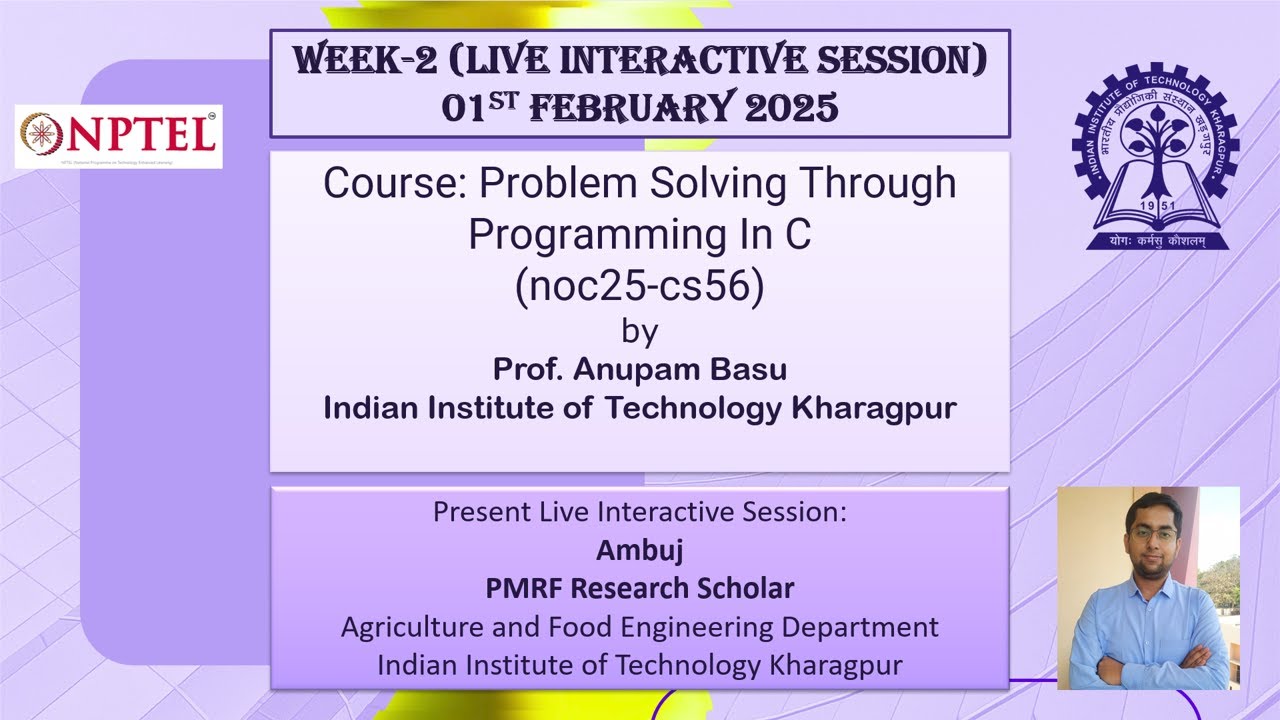 Week-2 Problem Solving Through Programming In C(noc25-cs56) - YouTube