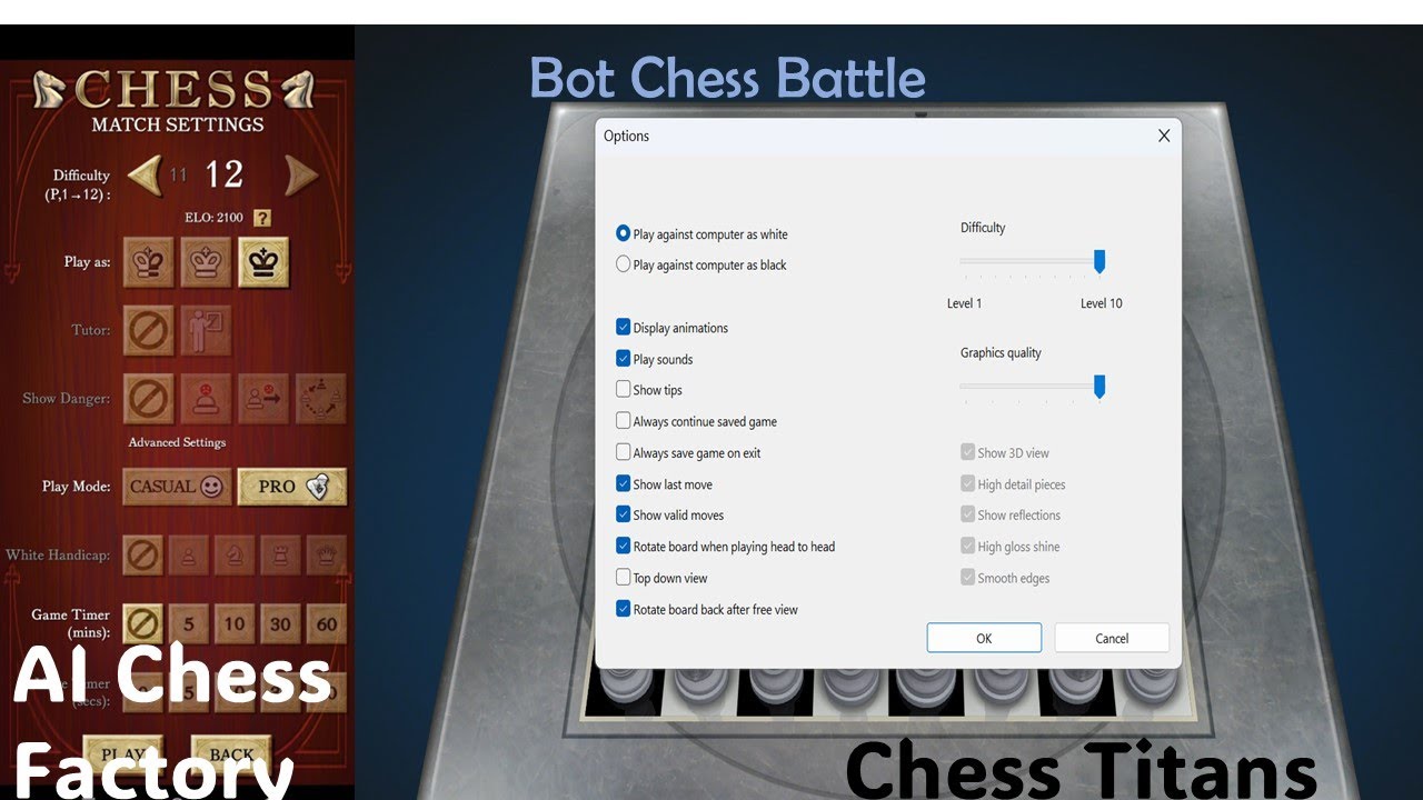 Bot chess duel : AI Chess Factory bot level 12 (hardest) vs Chess Titan ...