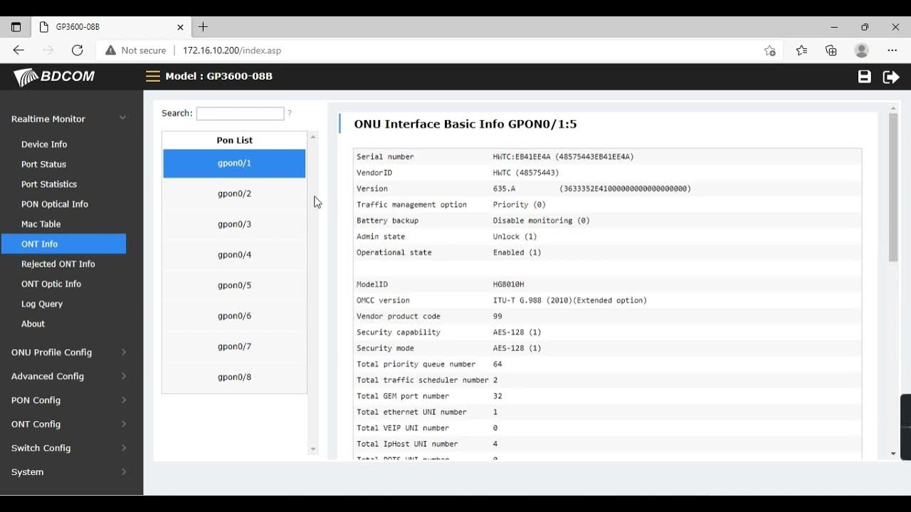 How to unbind/delete down ONU from PON port of GPON OLT GUI Mode (GP3600 Series) - YouTube