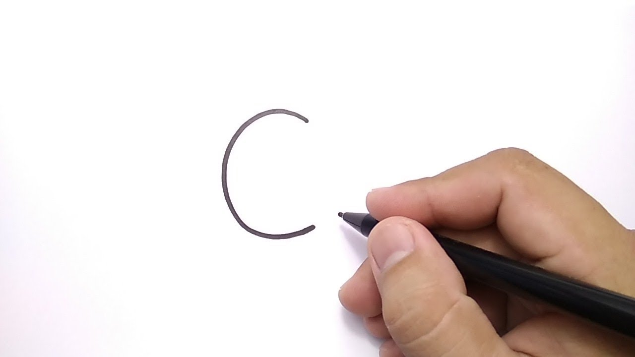 VERY EASY, how to turn letter C into CAT CARTOON for KIDS / learn how ...
