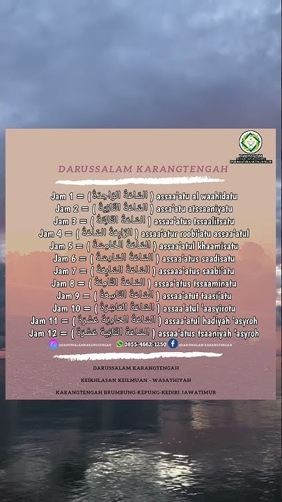 "Mari belajar & menghafal bahasa arab tentang jam"Yang mau belajar ...