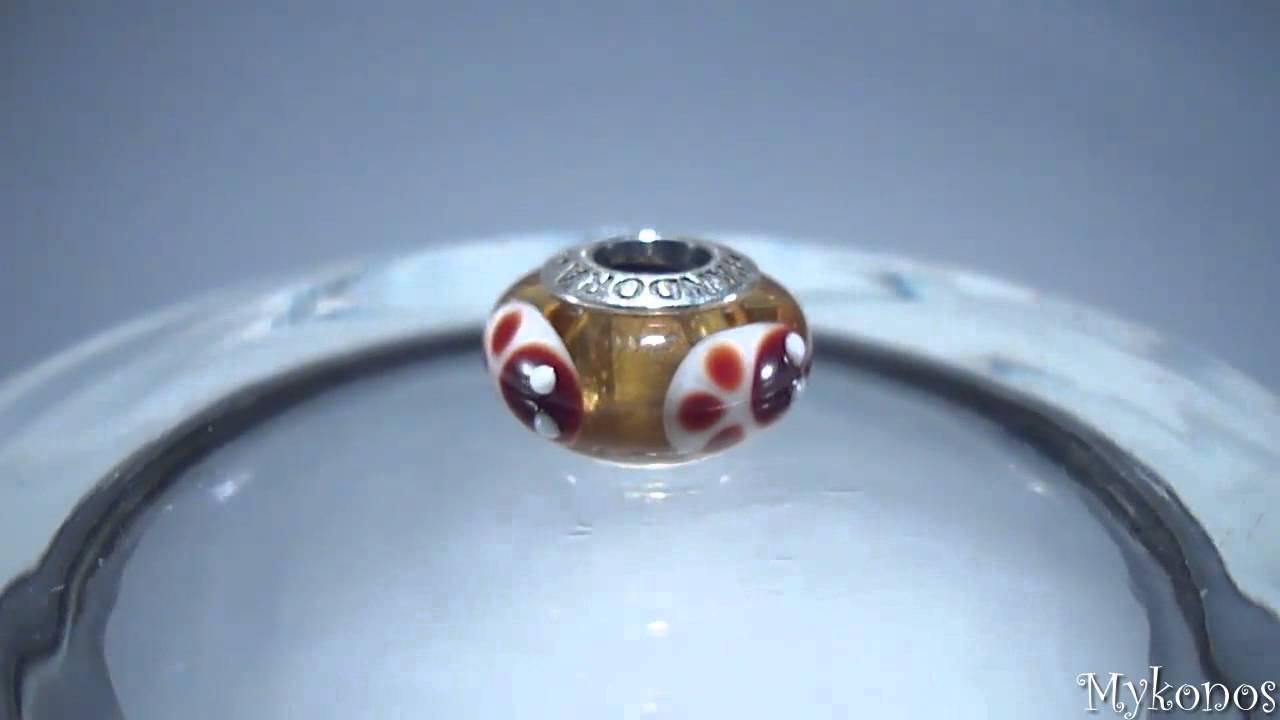 Pandora Bead Murano Glass Gold Ladybugs Charm 790650 - YouTube