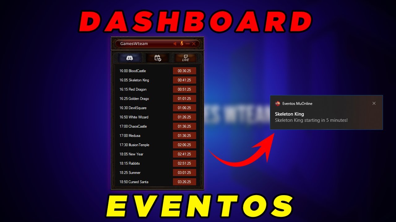 Dashboard de Eventos Mu Online - YouTube