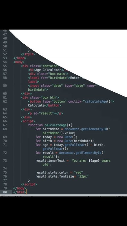 Age Calculator || HTML CSS JavaScript || #coding_vines #biscode - YouTube