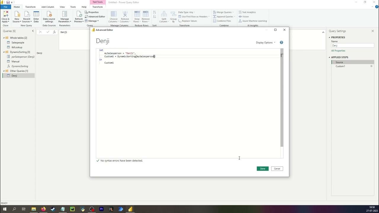 36 - User defined function with both sort column AND sort order (Power Query) - YouTube