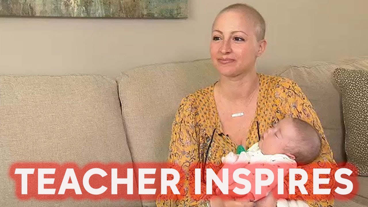 Teacher battling breast cancer continues to inspire her students - YouTube