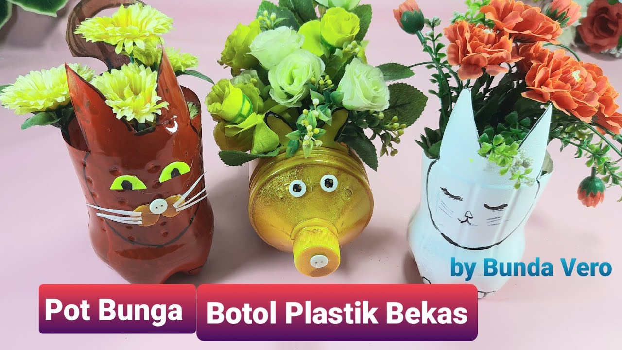 Cara membuat pot bunga dari botol plastik bekas / flower pots from used ...
