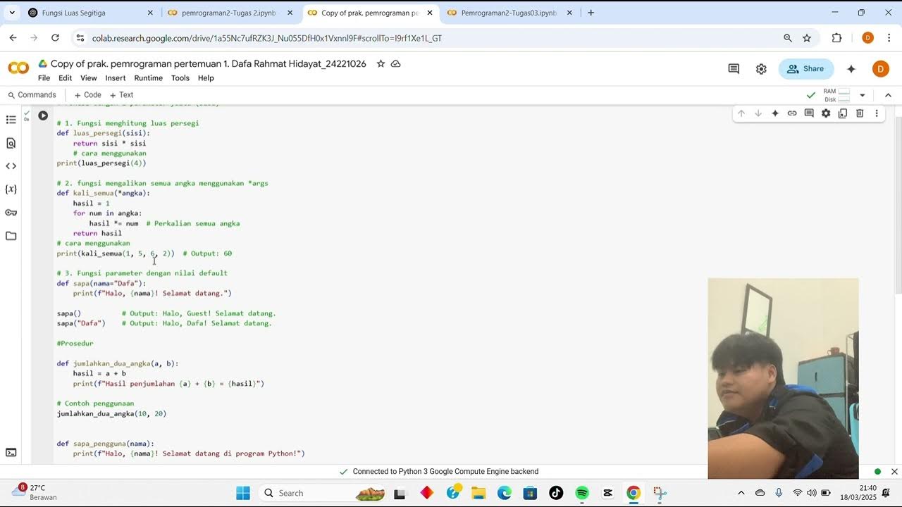 menjelaskan 3 fungsi dan 2 prosedur di GOOGLE COLAB - YouTube