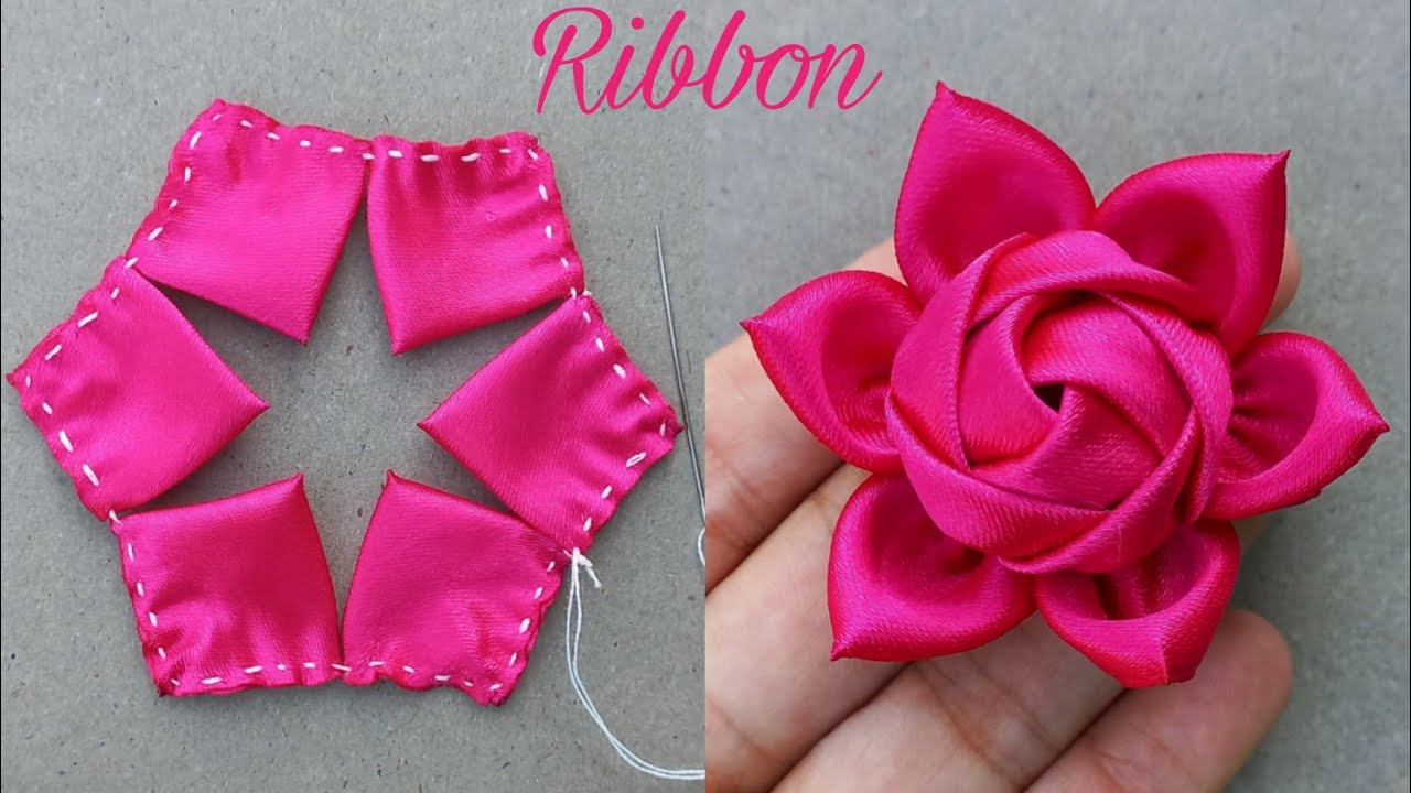 DIY: Satin Ribbon Rose flowers | How to make ribbon rose | DIY: Ribbon ...