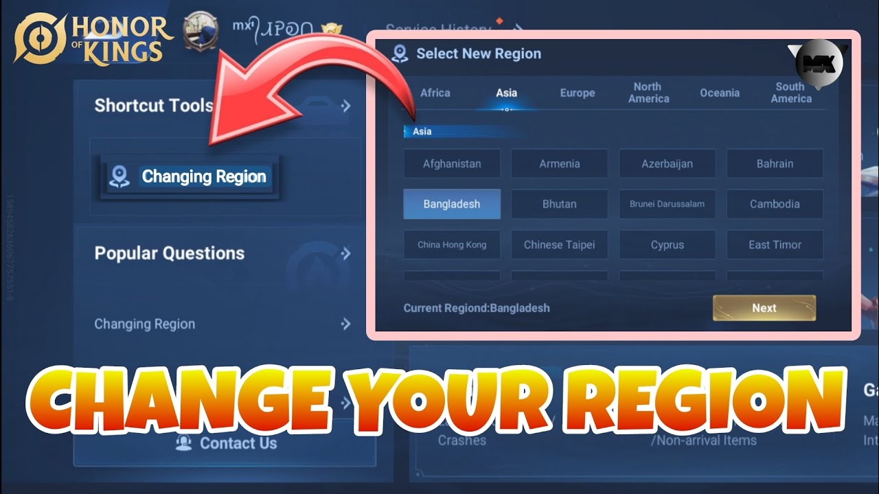 How To CHANGE REGION || HONOR OF KINGS - YouTube