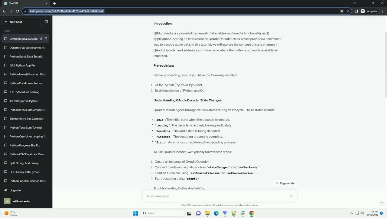 QtMultimedia QAudioDecoder Python state changes but buffer never made available - YouTube