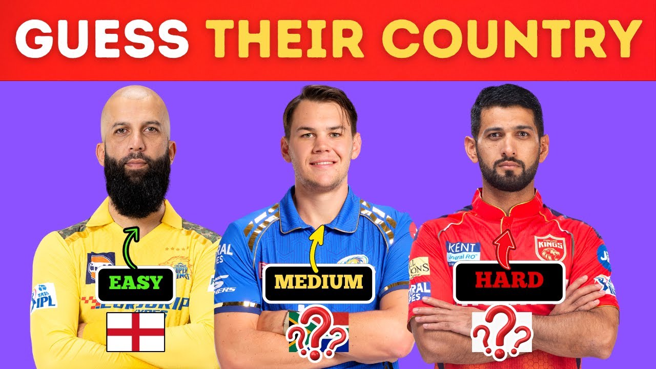 Guess The COUNTRY of IPL Players - Easy, Medium, Hard | IPL Quiz | IPL ...