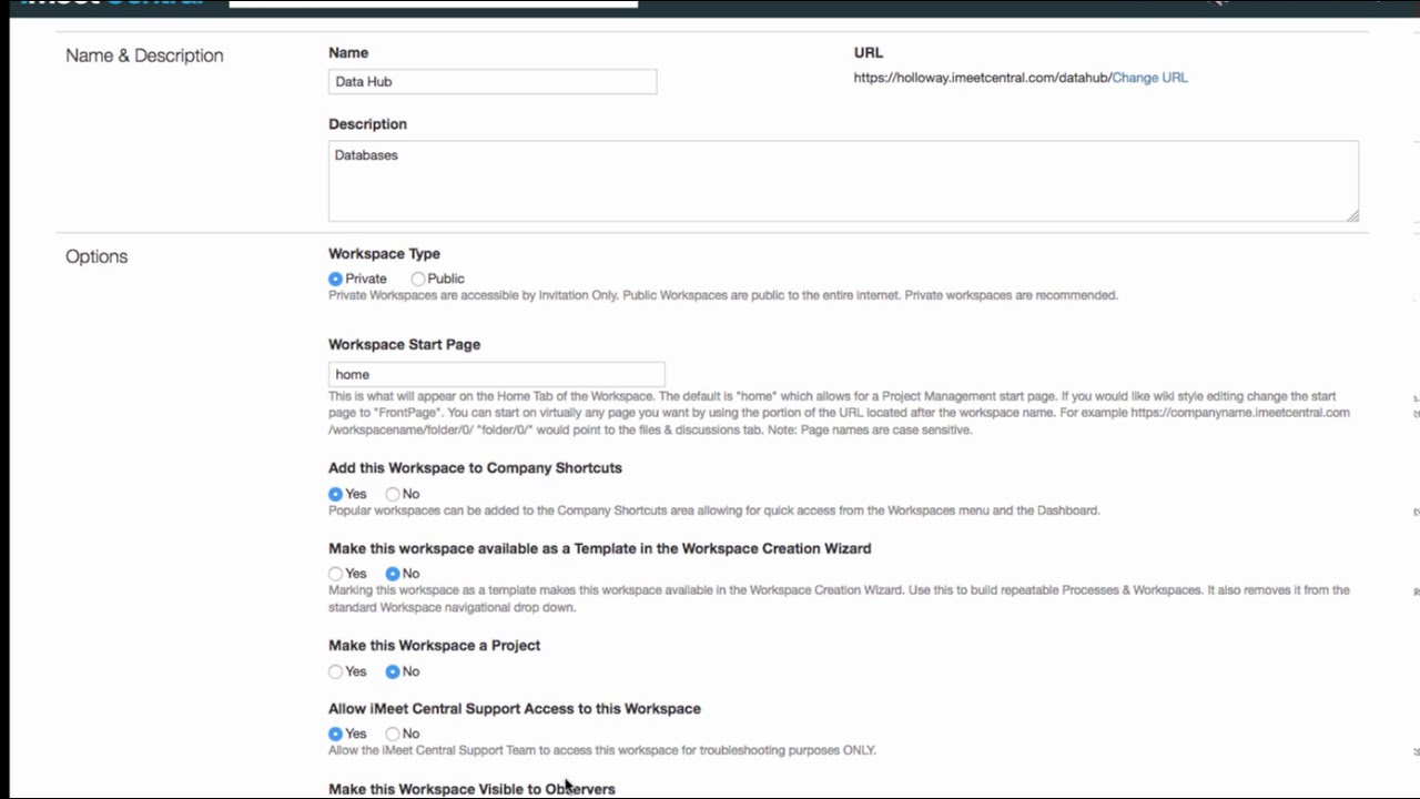 iMeet Central Tutorial: Workspace General Settings - YouTube