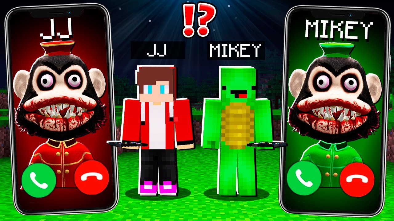 JJ Creepy Monkey vs Mikey Creepy Monkey CALLING to MIKEY and JJ - in Minecraft Maizen - YouTube